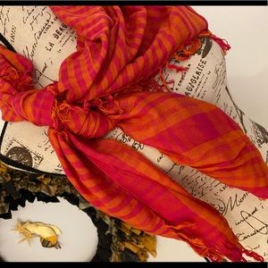Accessories | Orange And Fuchsia Square Scarf 41x41 | Poshmark